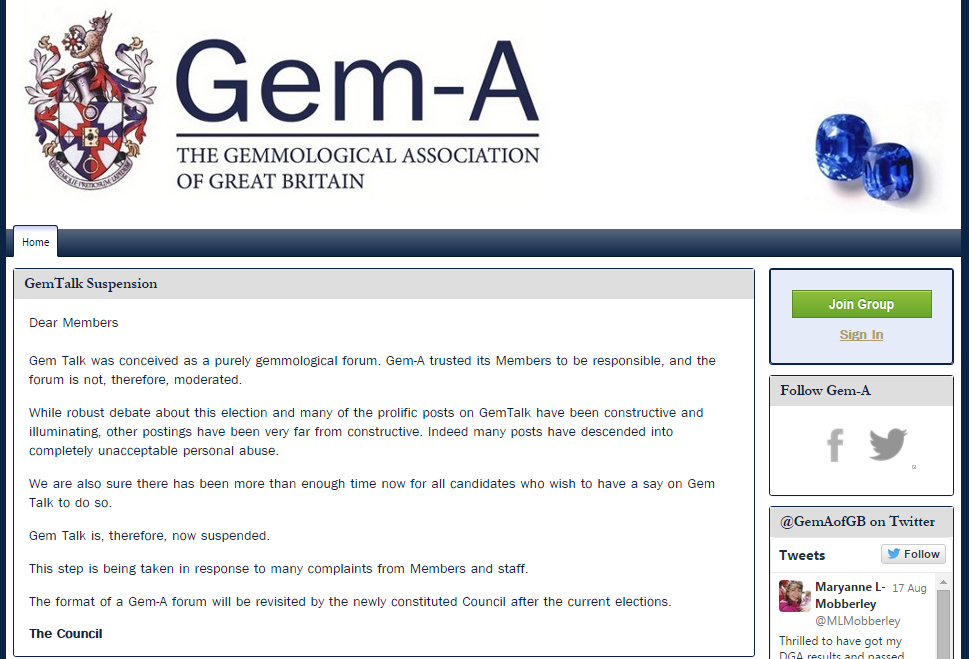 Gem-A mutes members' online discussion forum Gem Talk